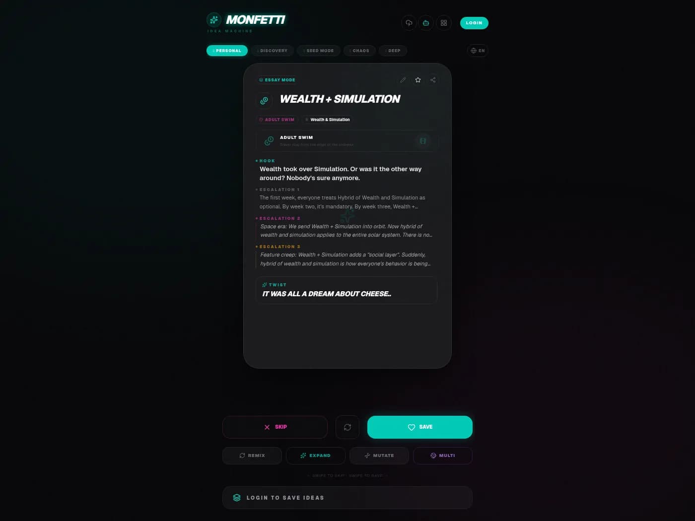 Monfetti Ideenmaschine - Browser