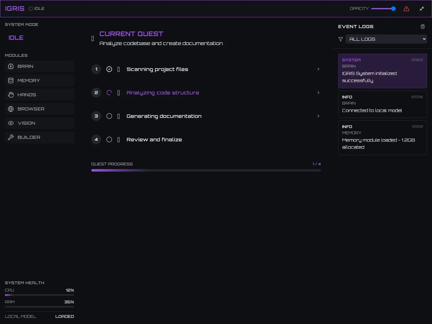 IGRIS Shadow System UI