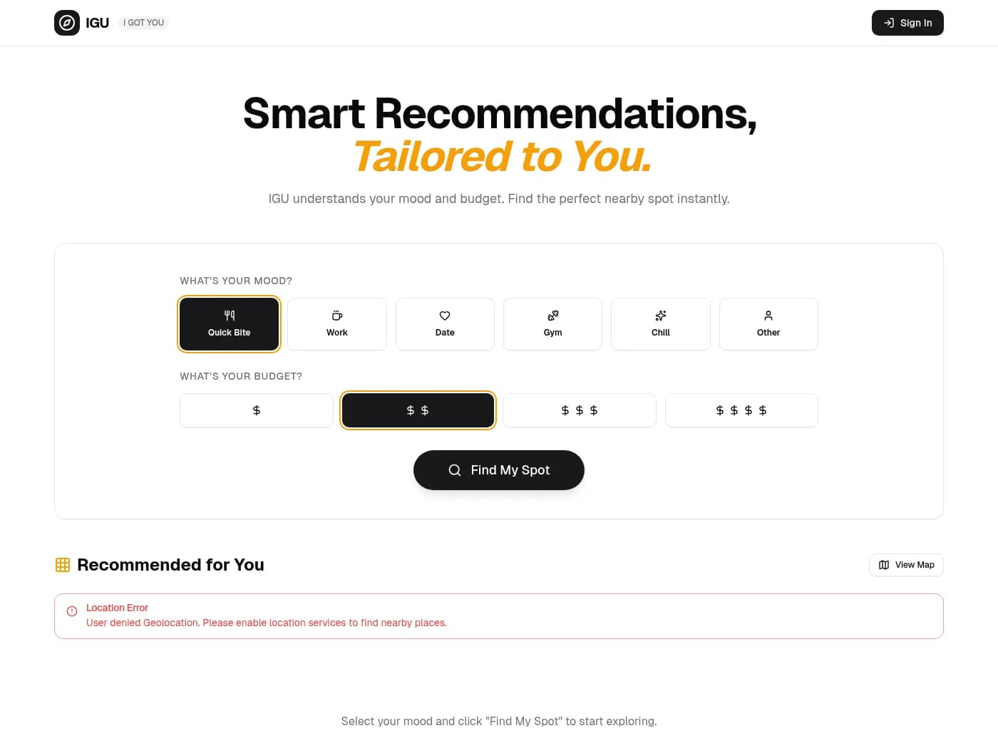 IGU Smart Recommender