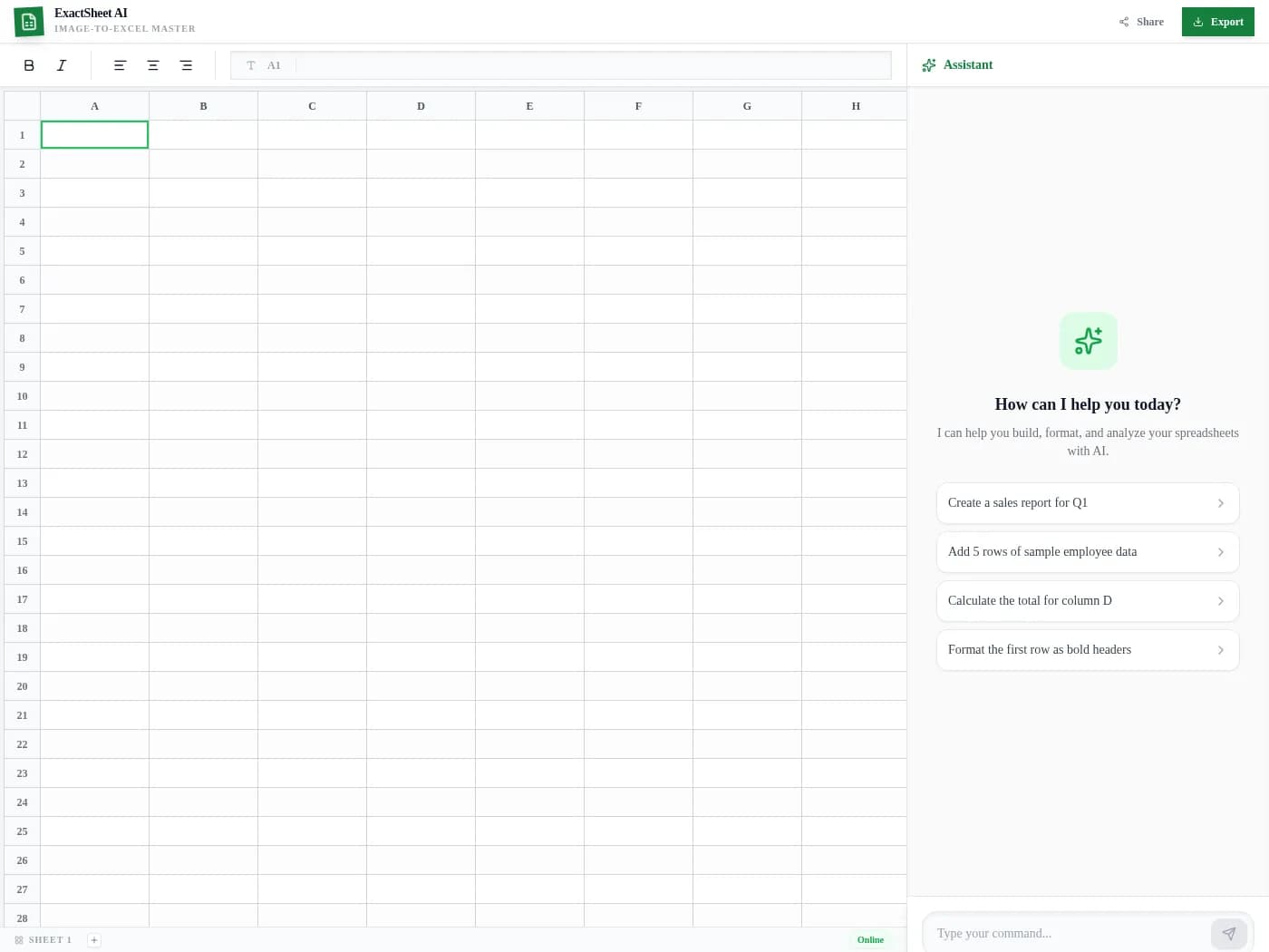 Exact Image to Excel