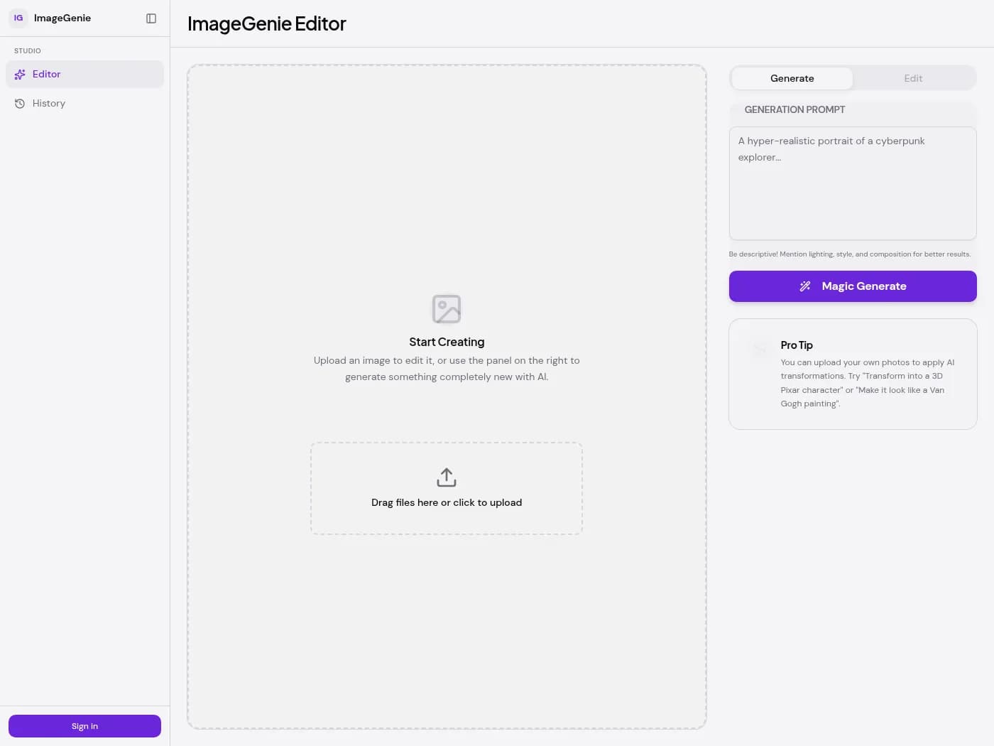 ImageGenie Editor