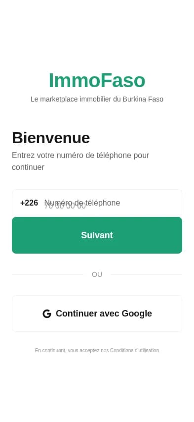 ImmoFaso Mobile Marketplace