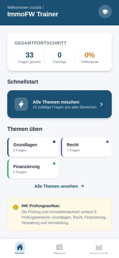 ImmoFW Prüfungstrainer App