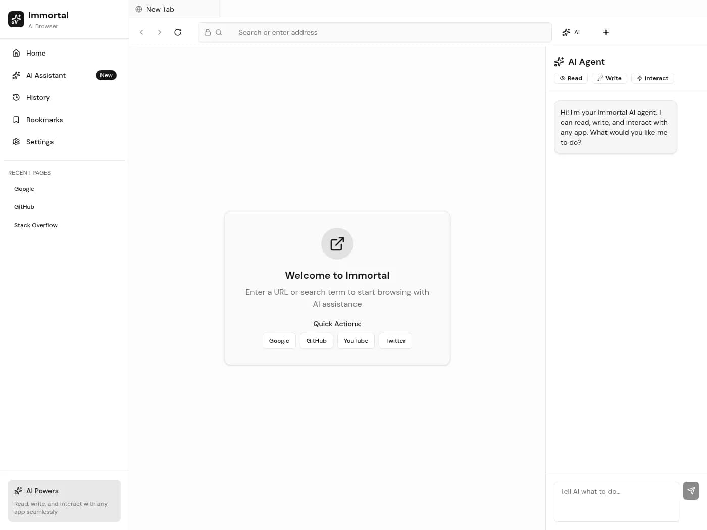 Immortal AI Browser
