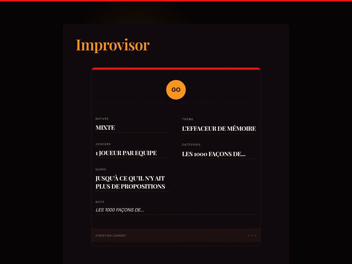 Impro Match Generator