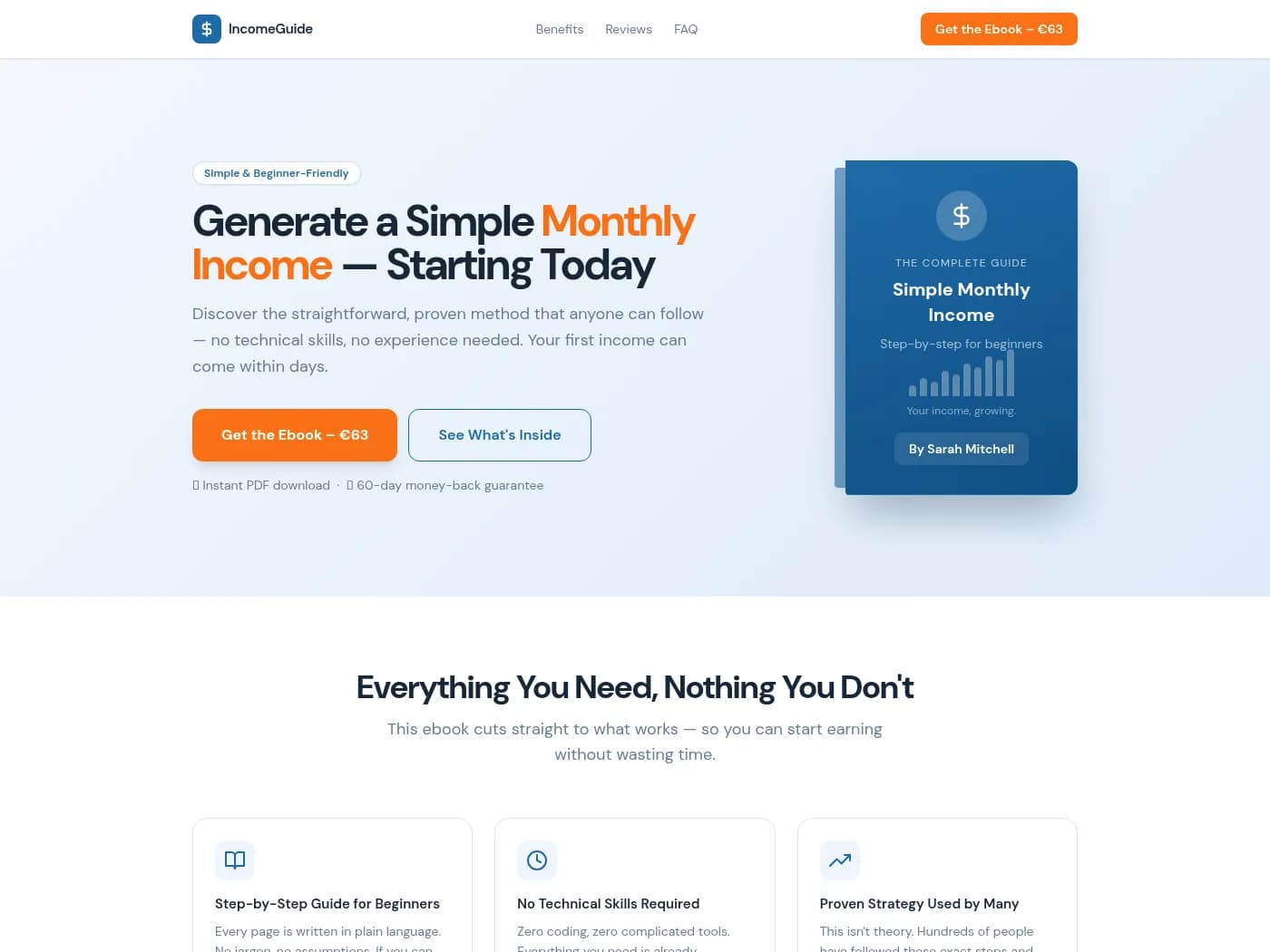 Income Ebook Landing Page