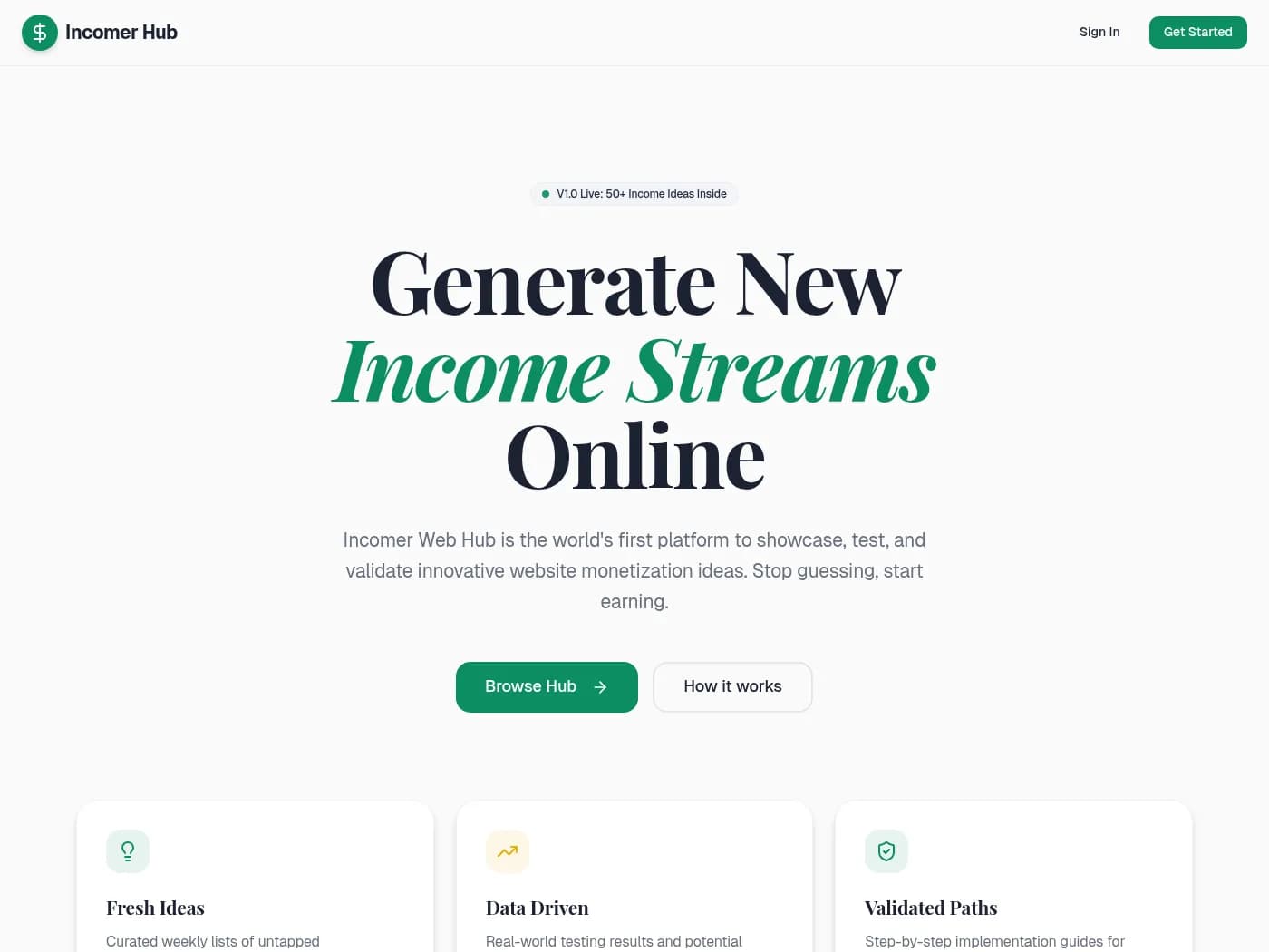Incomer Web Hub