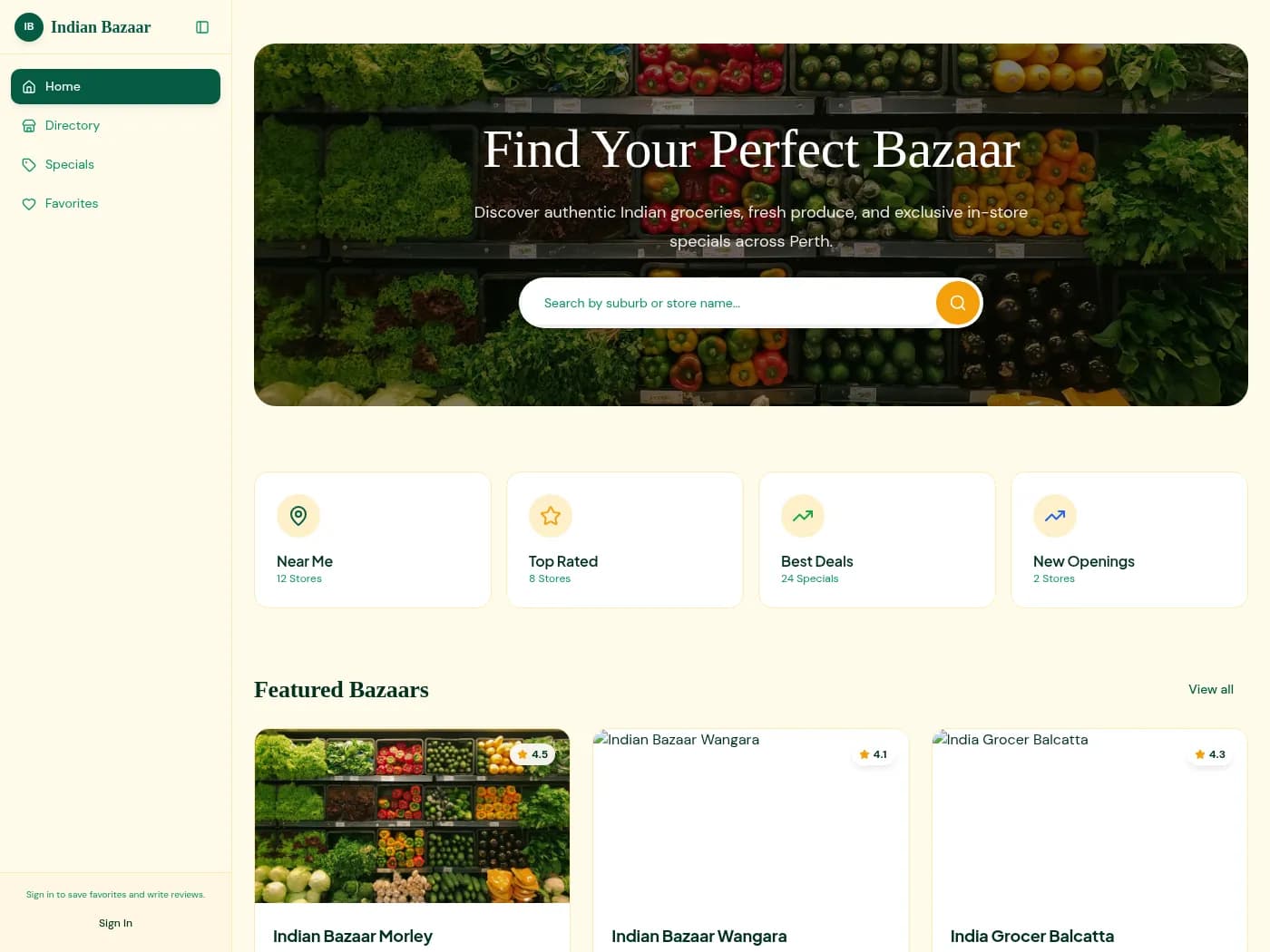 Indian Bazaar Finder