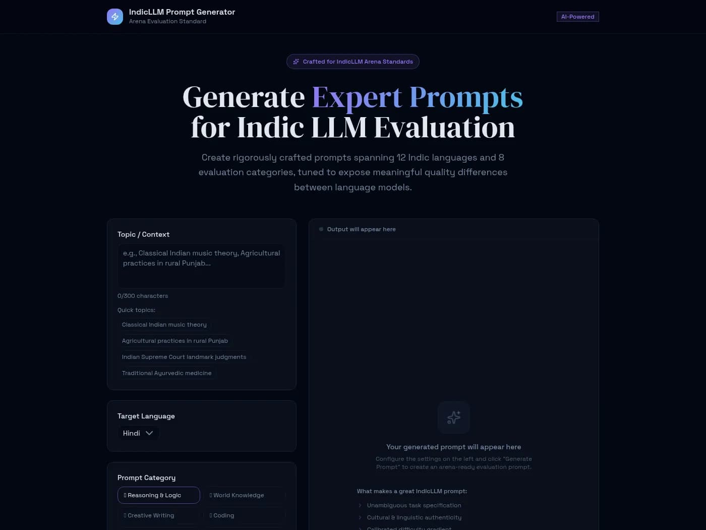 IndicLLM Prompt Generator