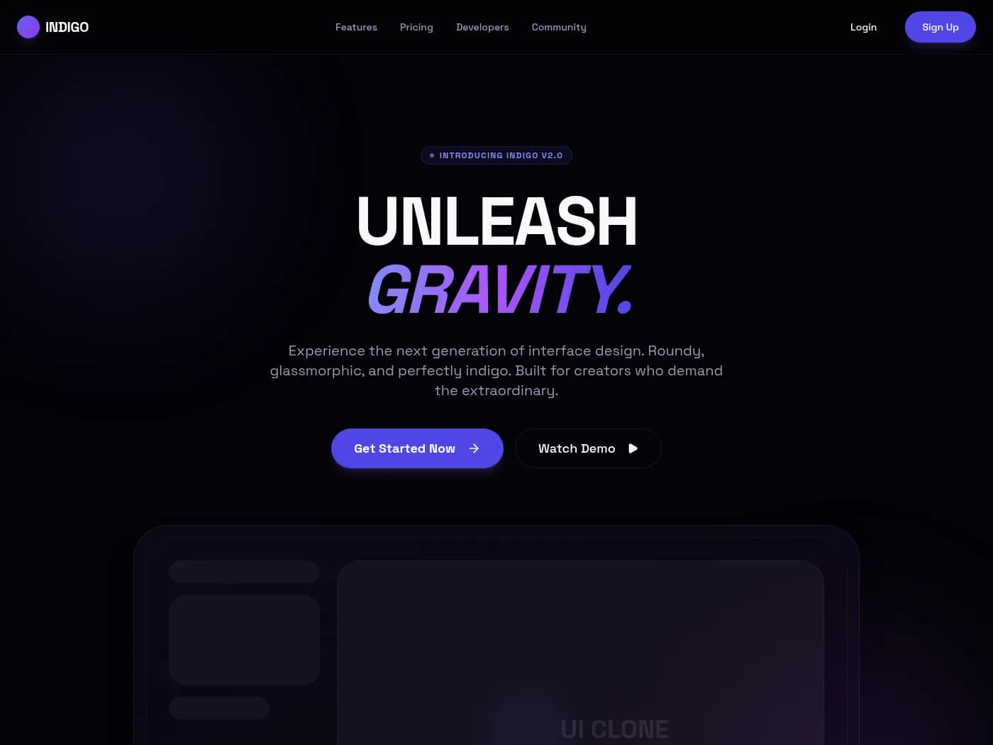 Indigo Gravity UI