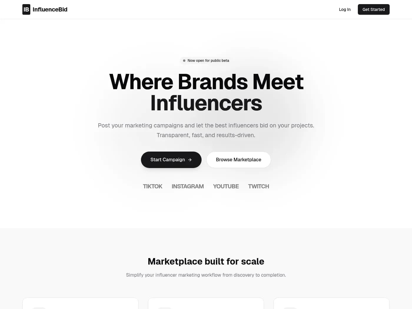InfluenceBid Marketplace