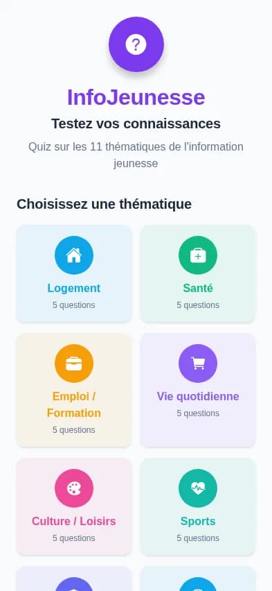 InfoJeunesse Quiz App