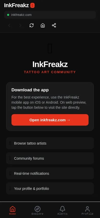 InkFreakz Mobile Portal
