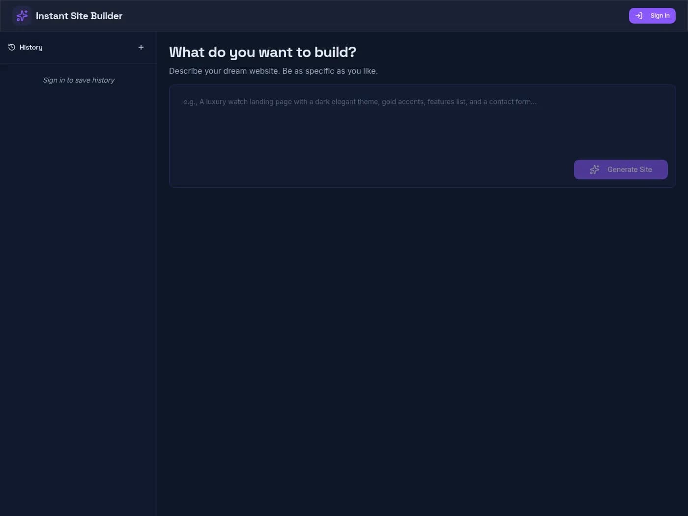 Instant Site Builder