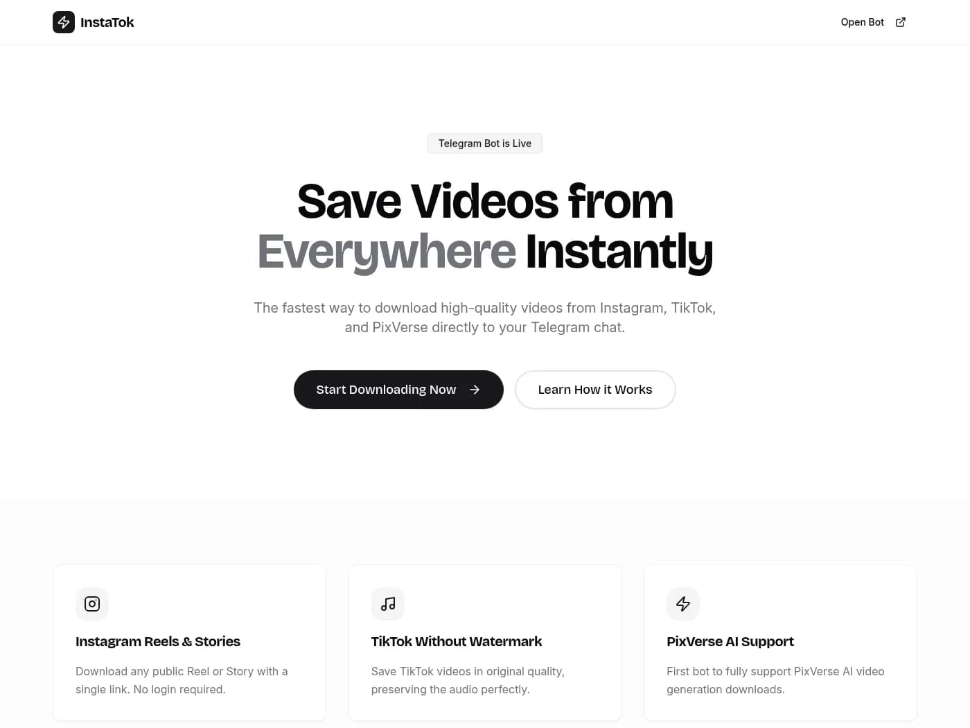 InstaTok Video Bot