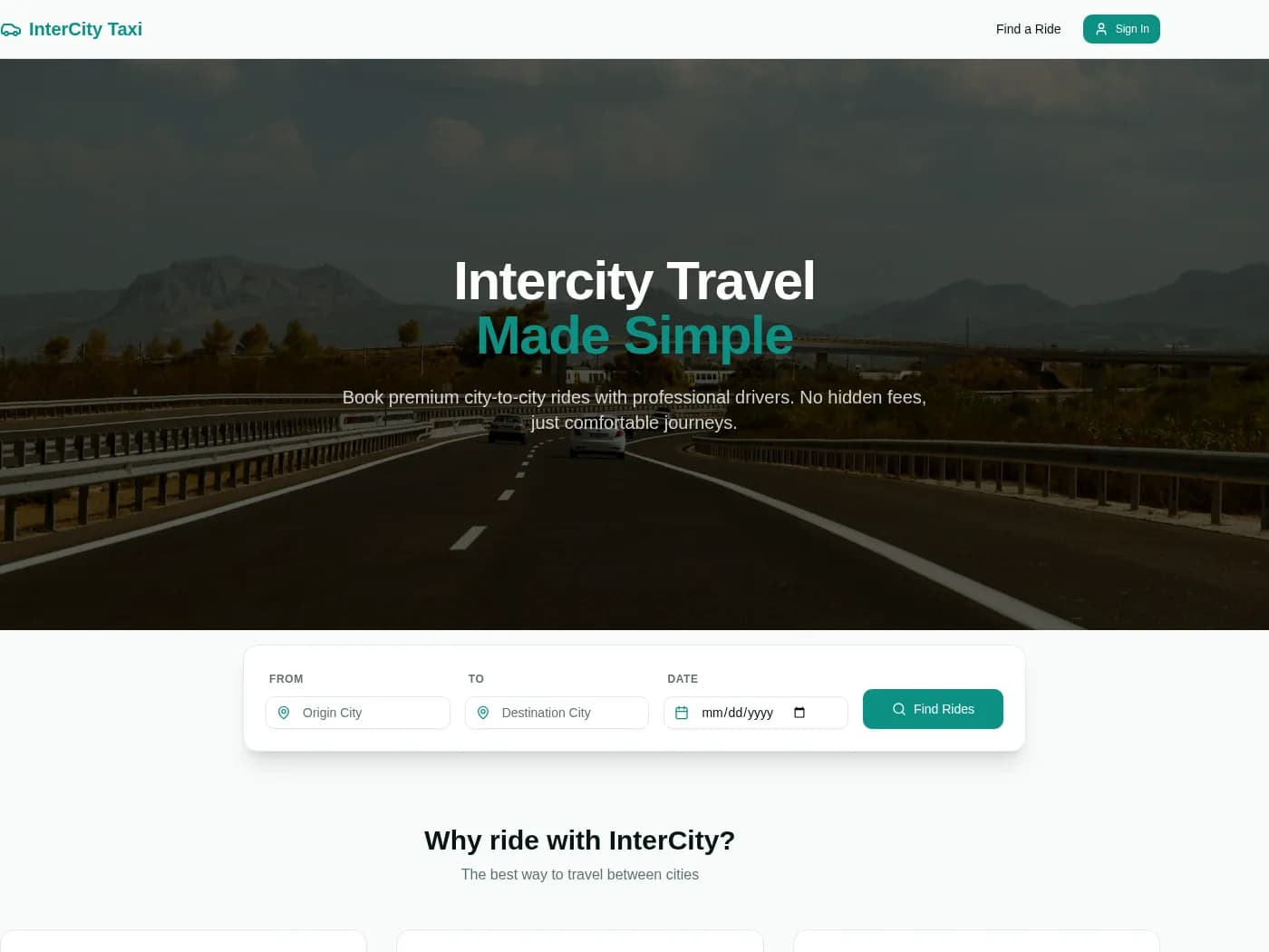 InterCity Taxi App