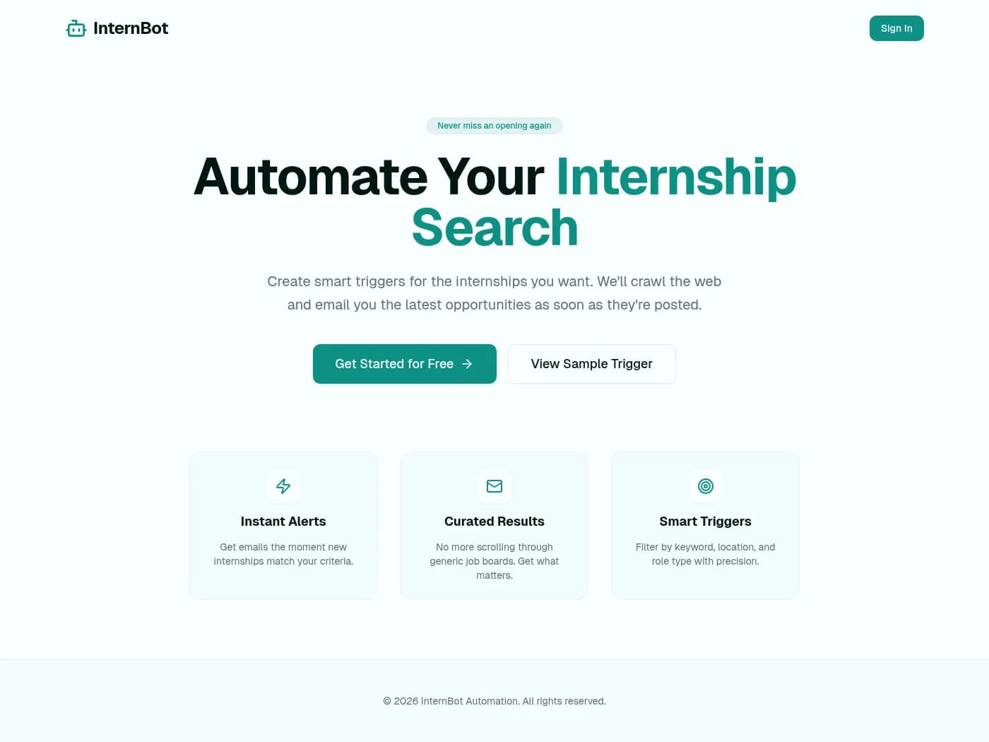 Internship Email Trigger