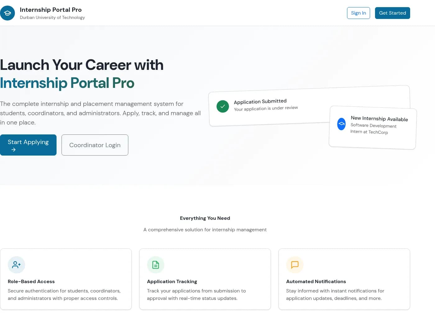 Internship Portal Pro