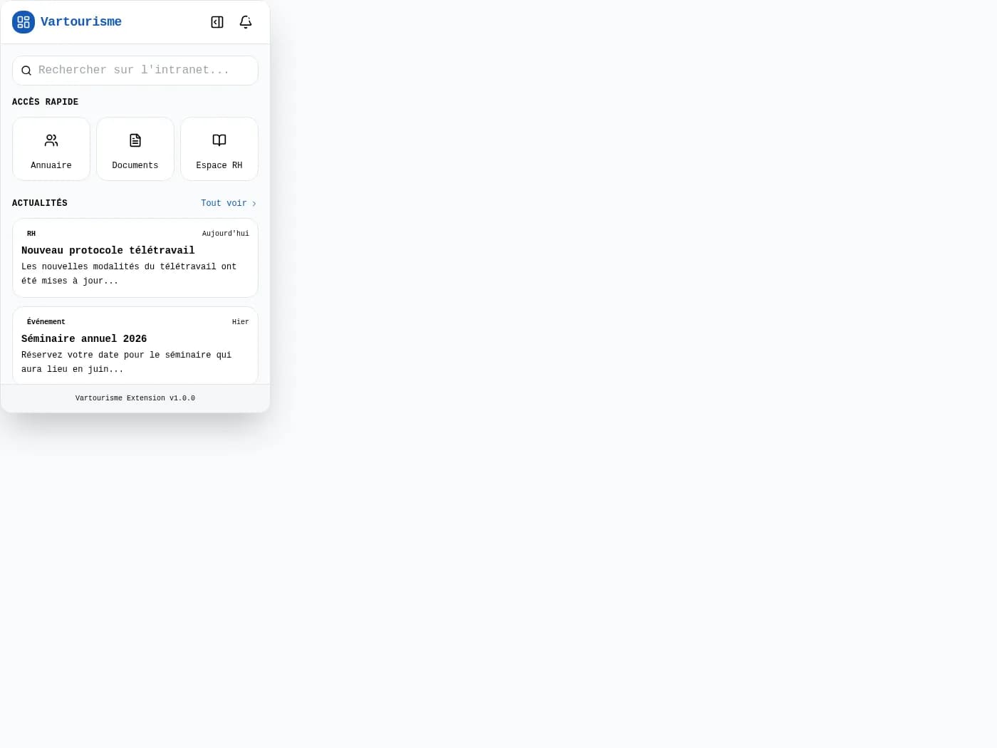 Vartourisme Intranet Extension