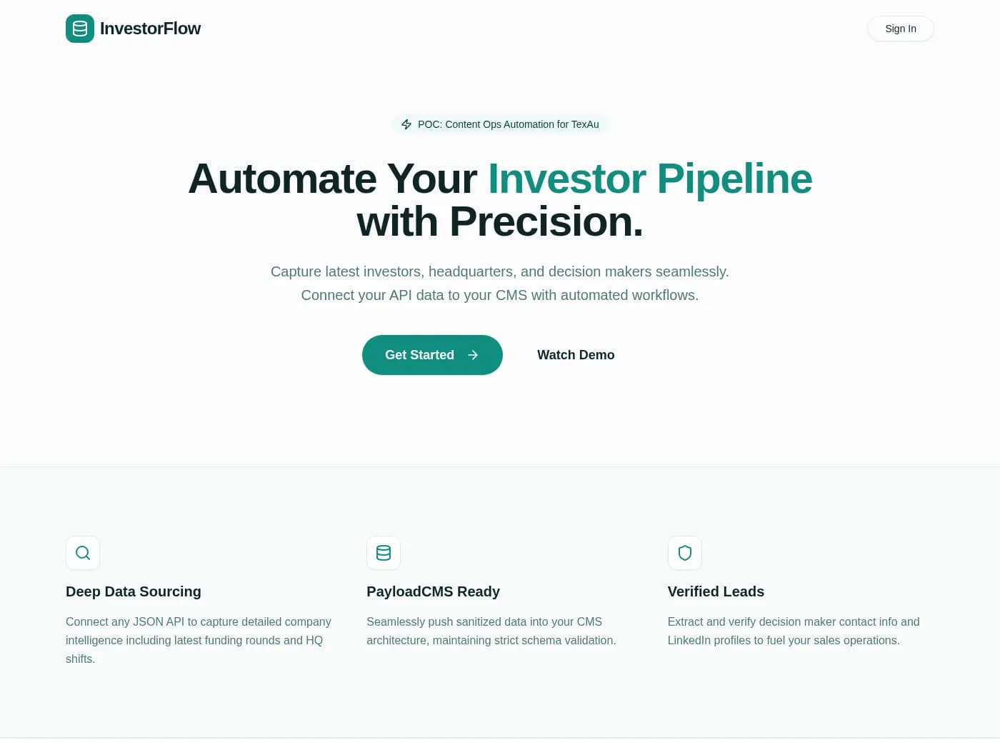 Investor Pipeline POC