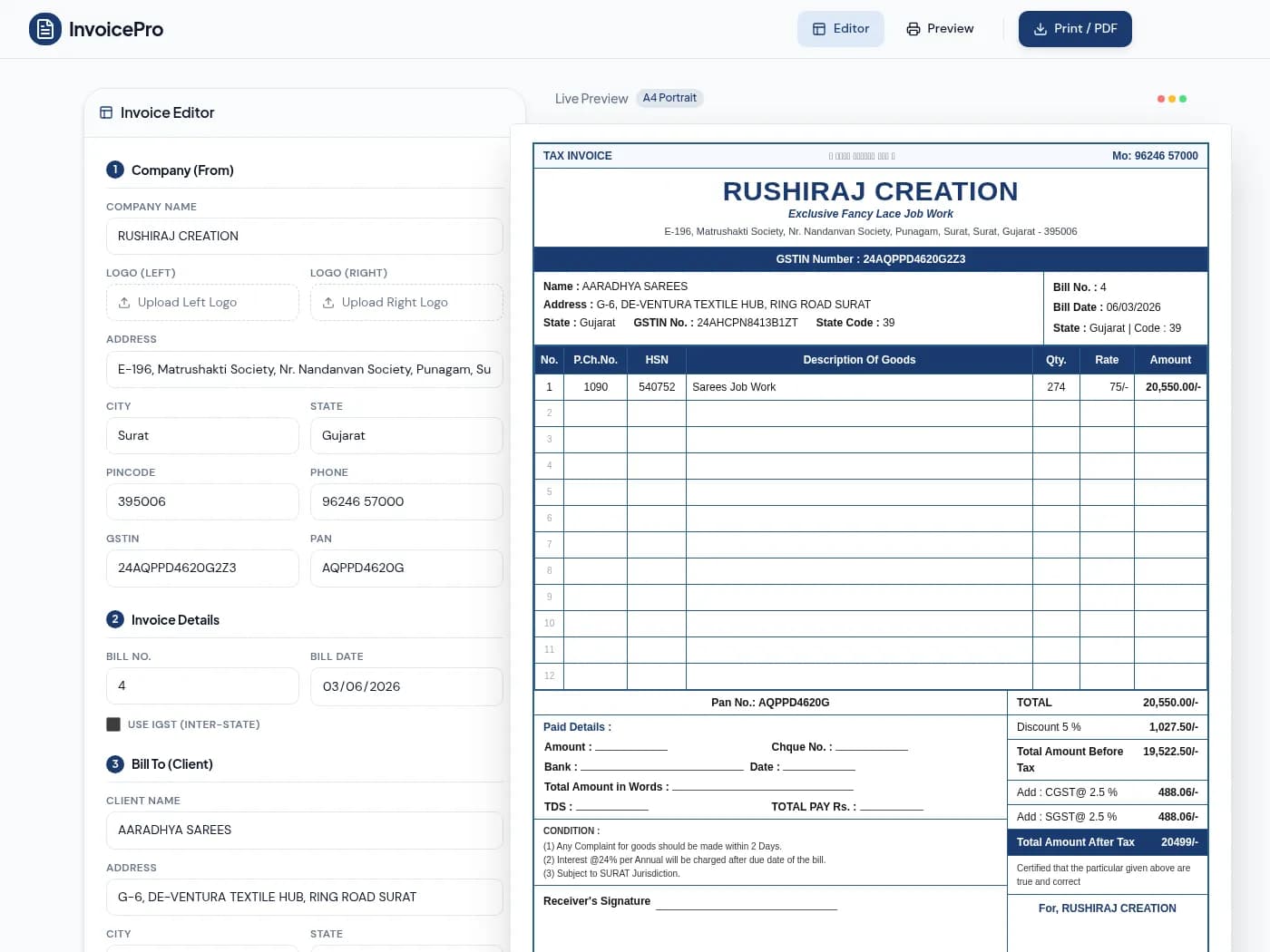 Invoice Image Editor
