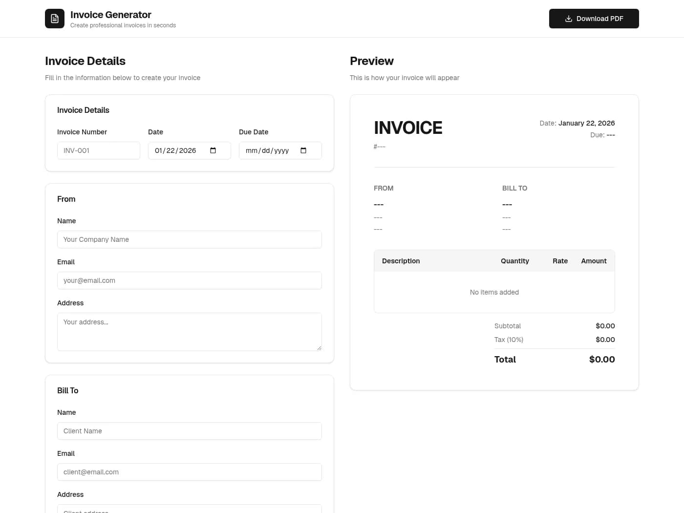 Invoice PDF Generator