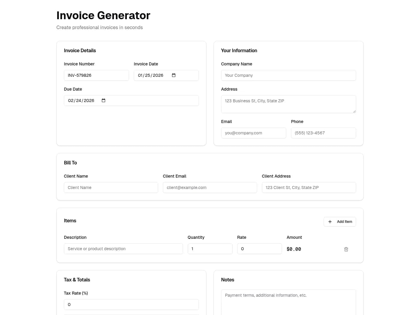 Invoice PDF Generator