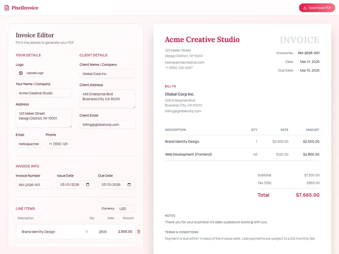 Invoice PDF Maker