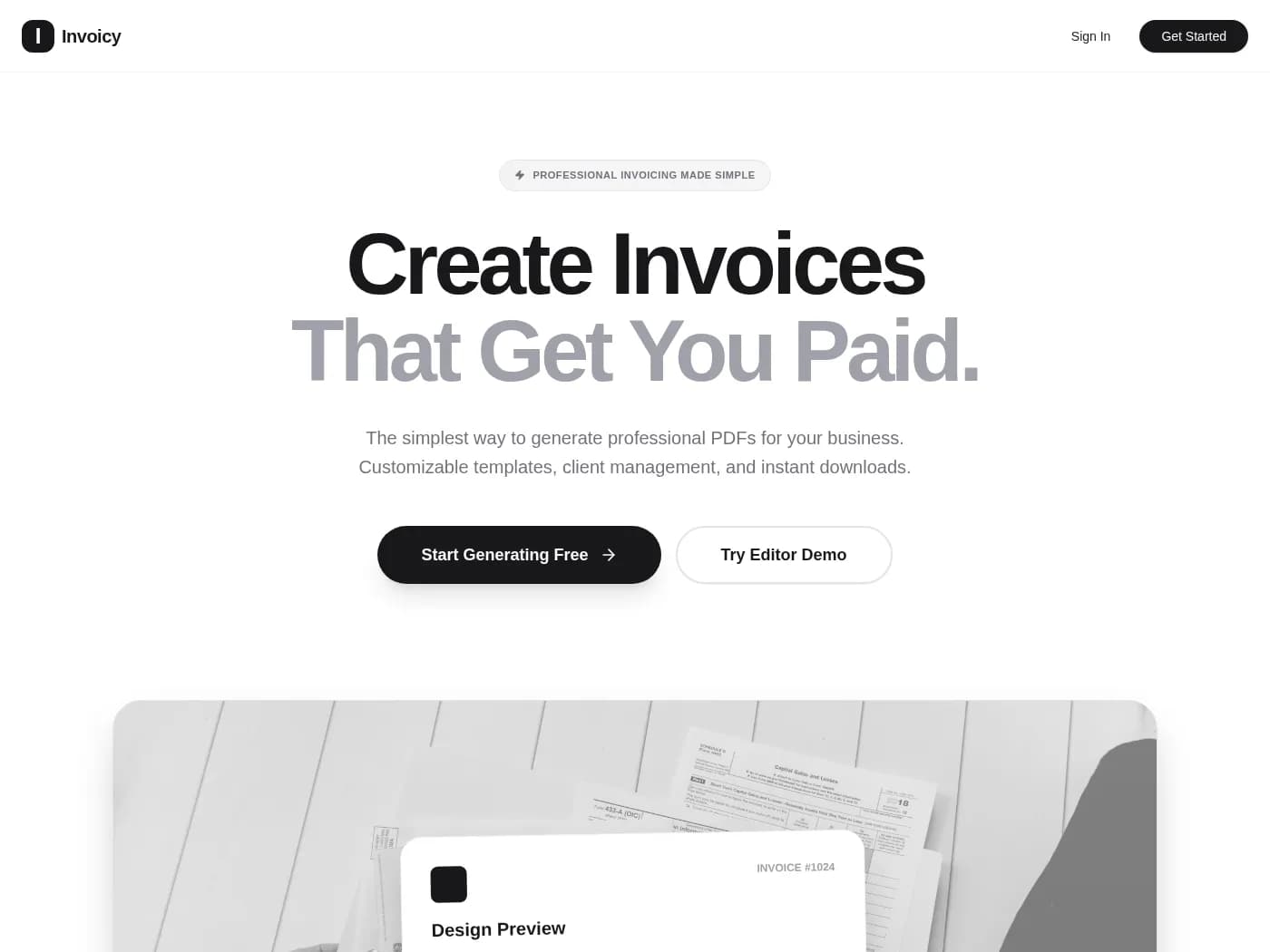 Invoicy PDF Generator