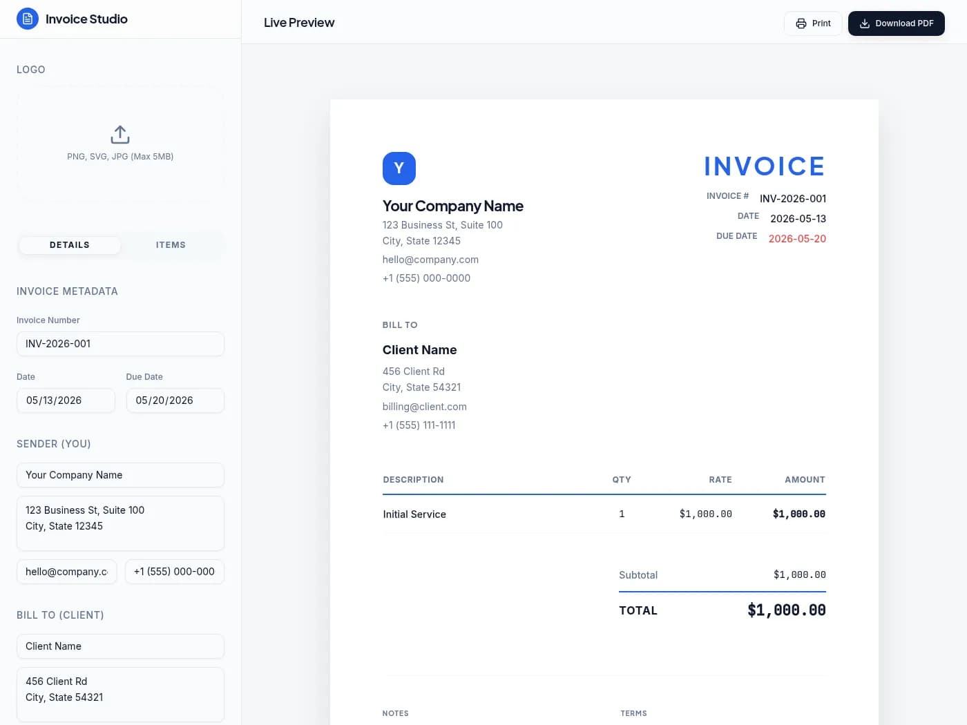 Invoice Studio 2026