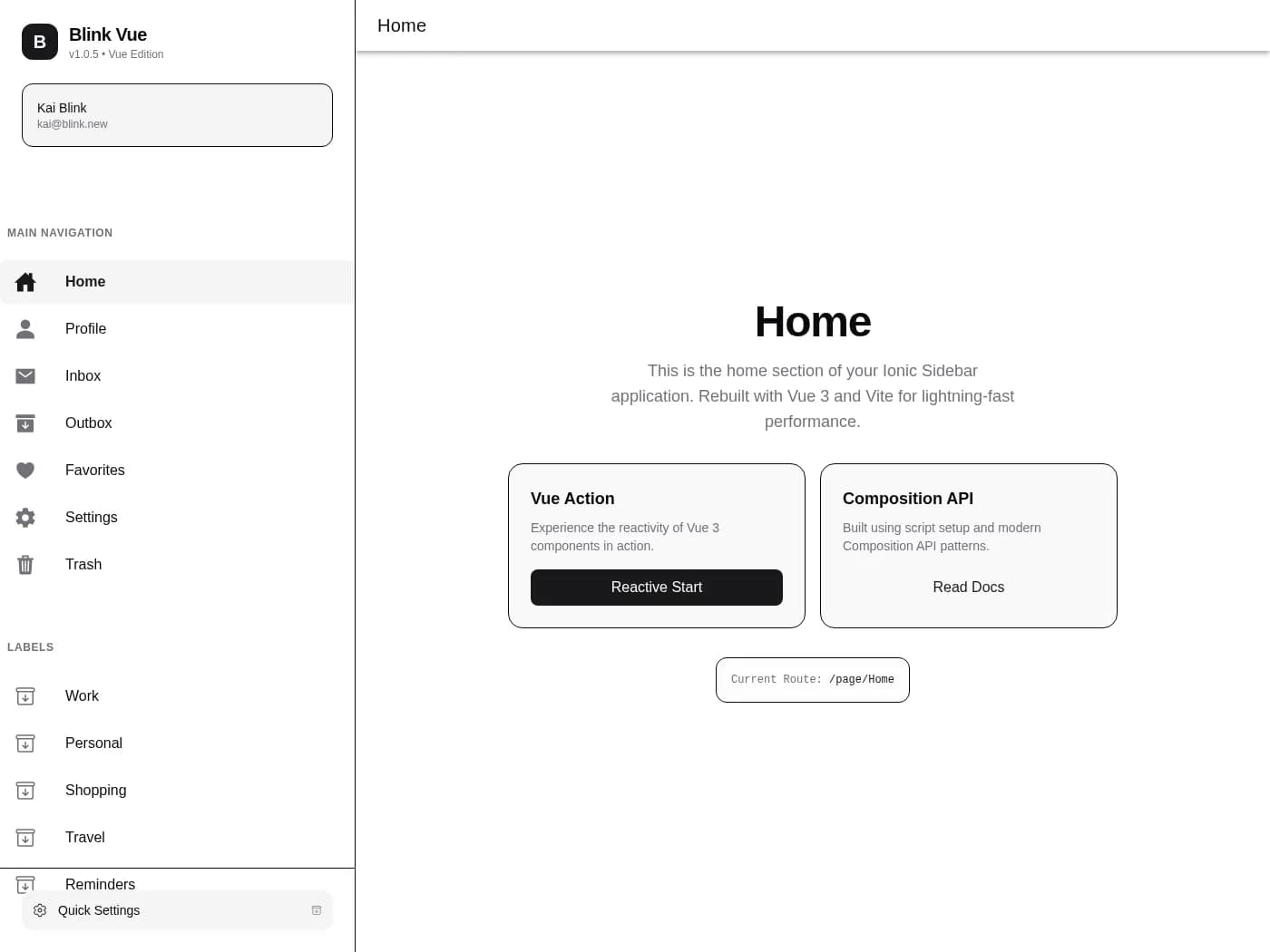 Ionic Sidebar Menu App