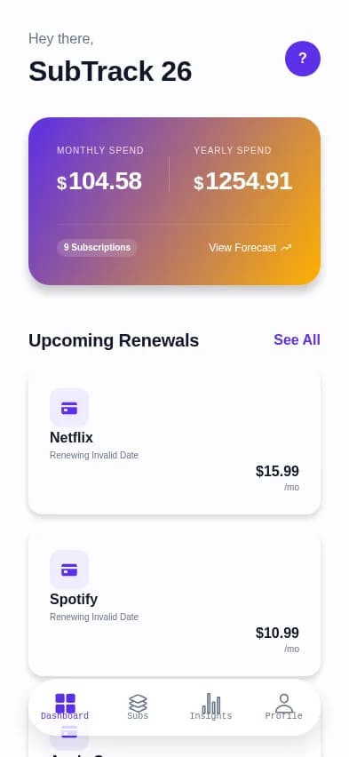 iOS 26 Sub Tracker