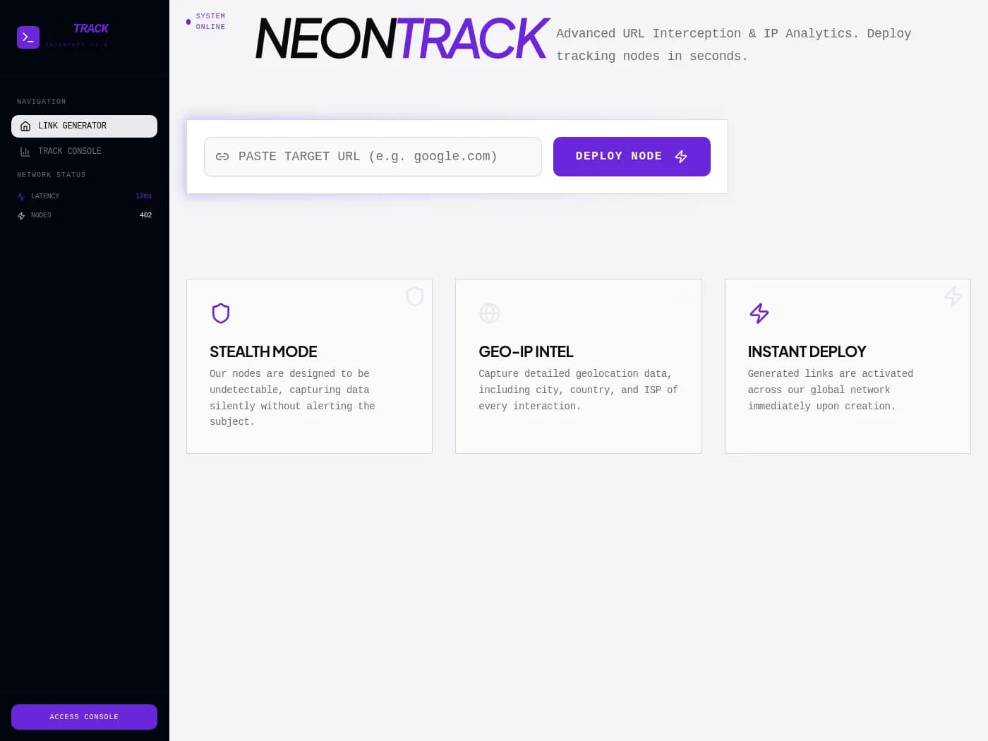 NeonTrack Link Shortener