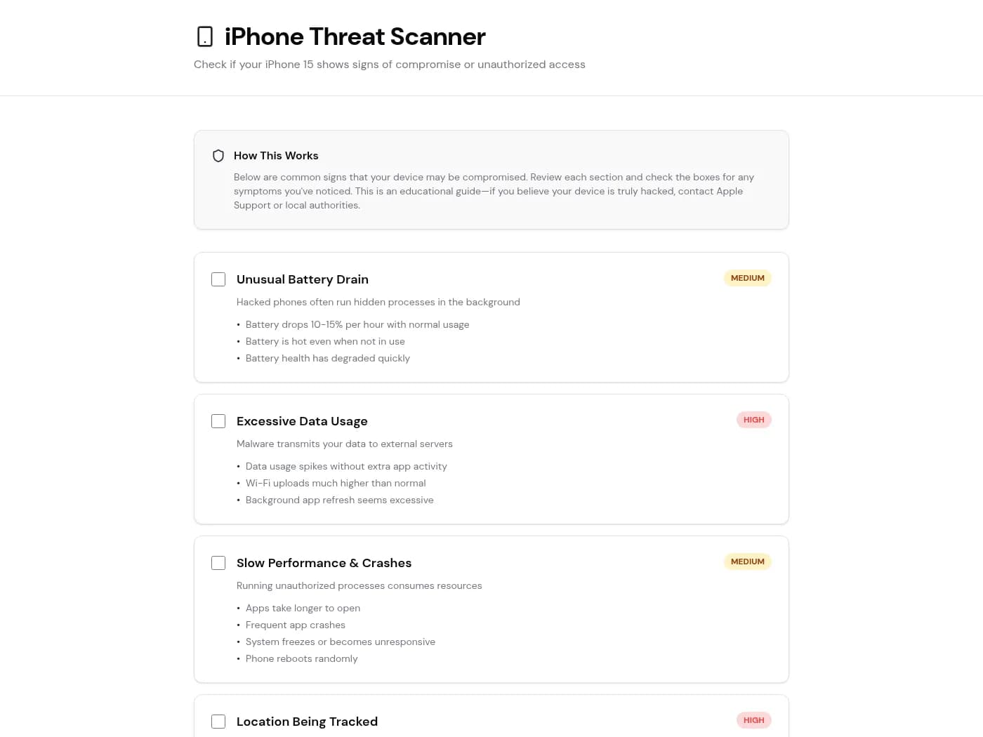 iPhone Threat Scanner