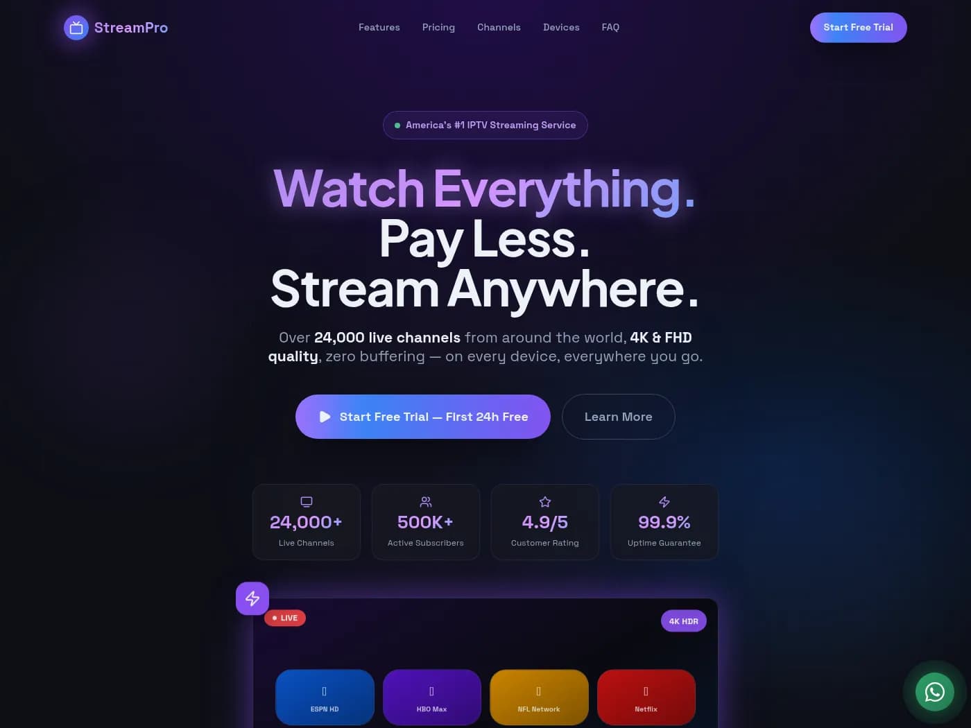 IPTV Arabic Landing Page