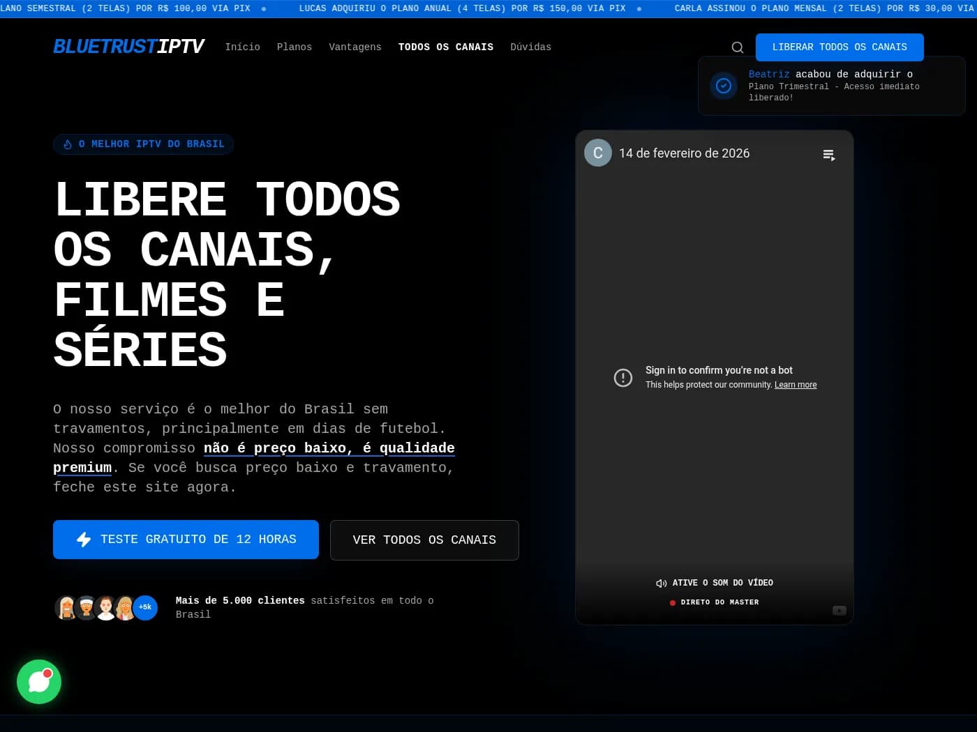 BlueTrust IPTV Landing