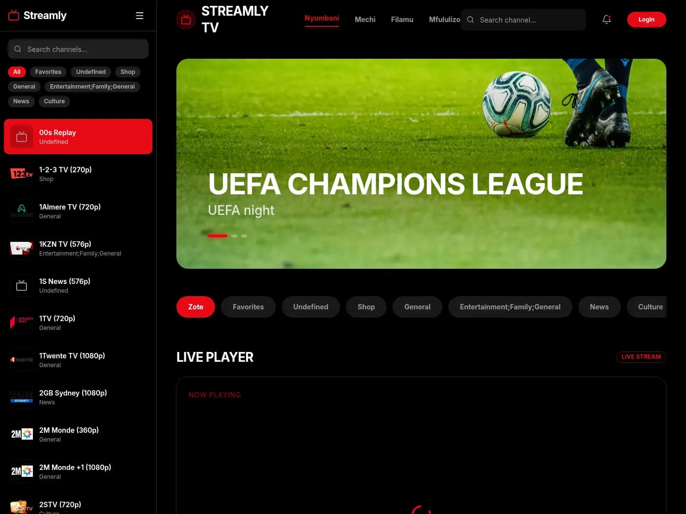 Streamly Live TV