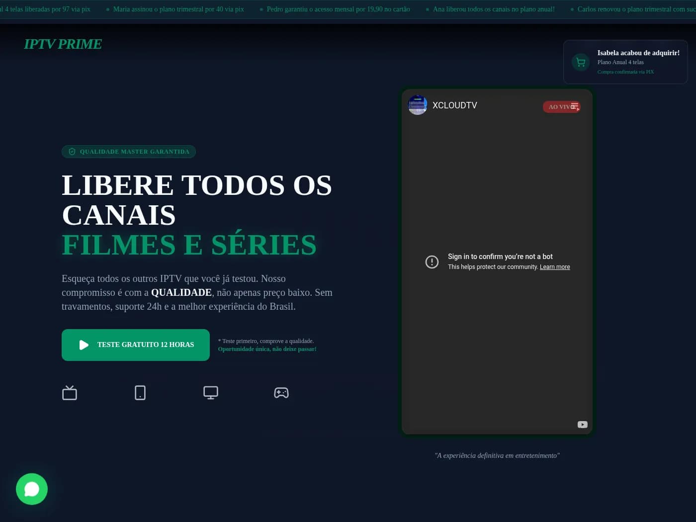 IPTV Prime Landing Page