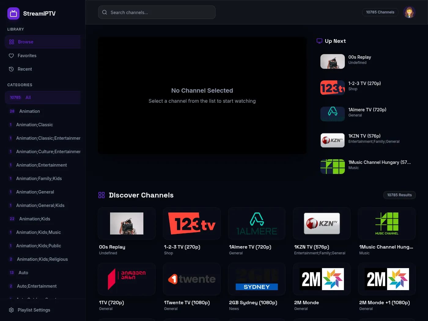 IPTV Streamer Web App
