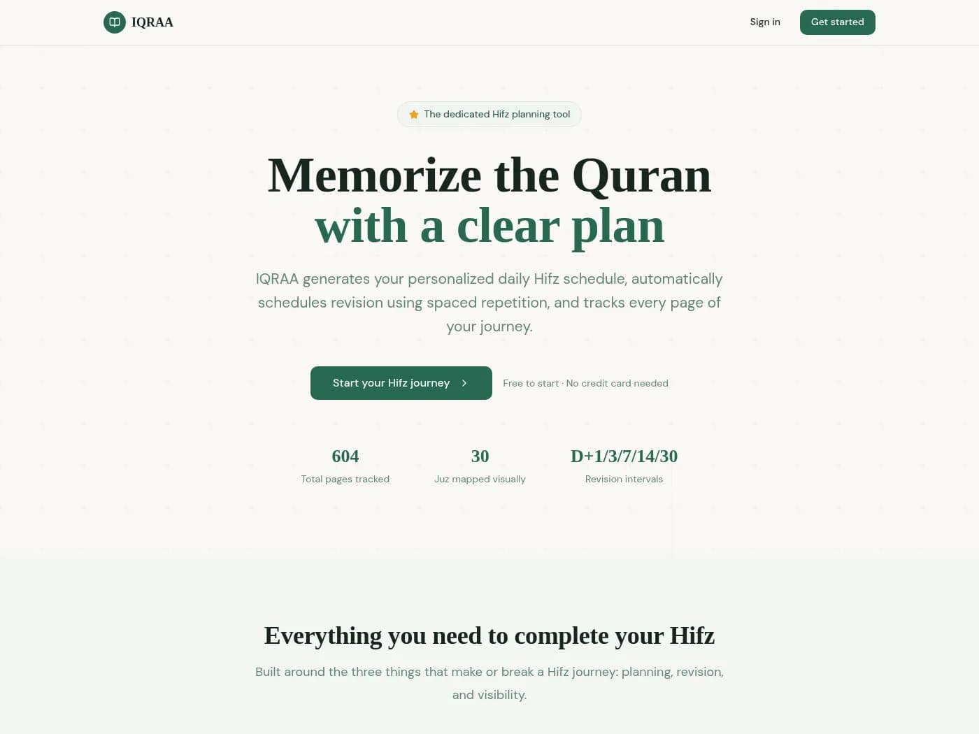 IQRAA Hifz Planner