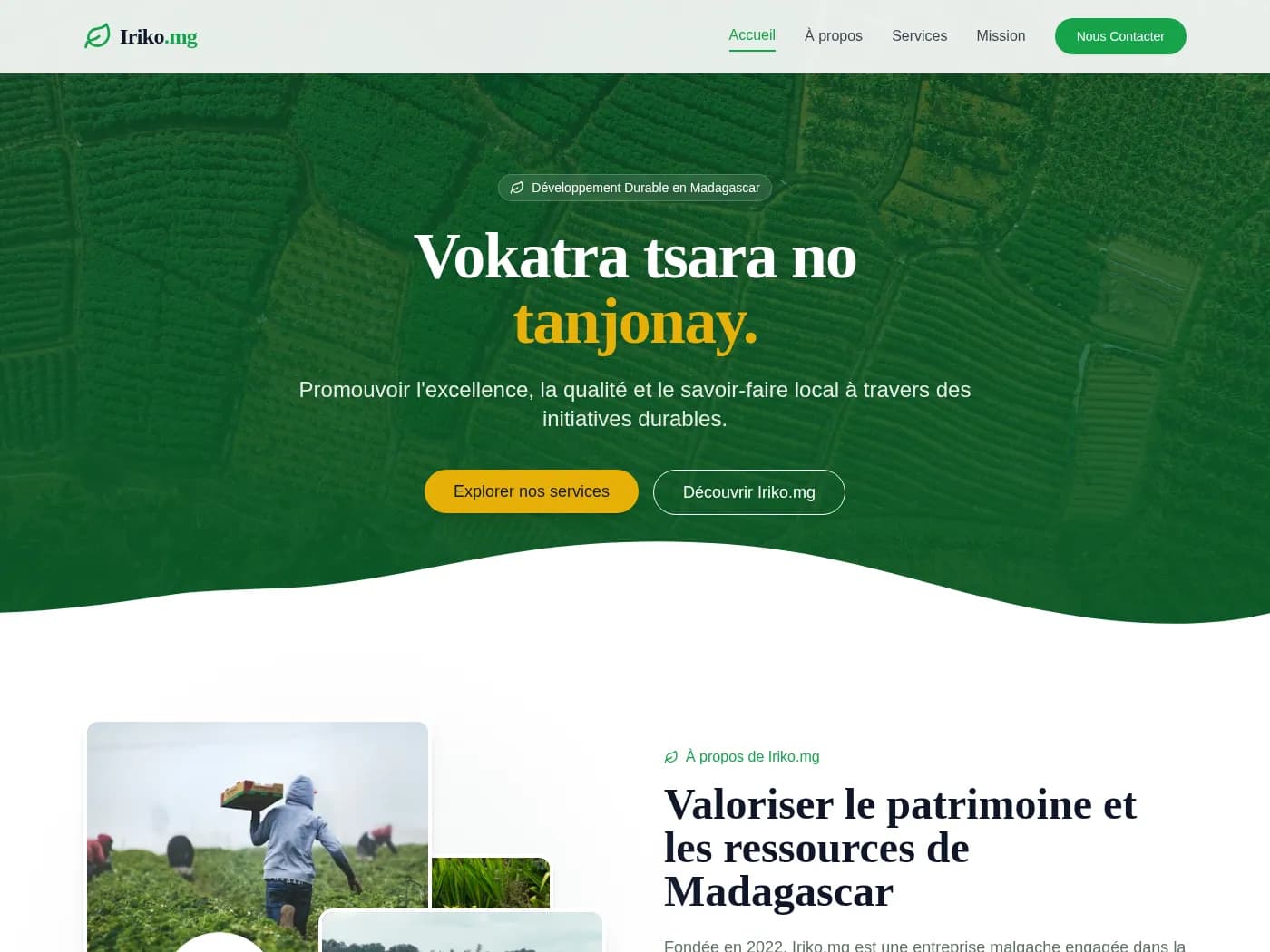 Iriko.mg Welcome Page