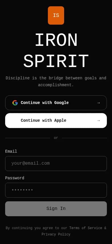 Iron Spirit Fitness App