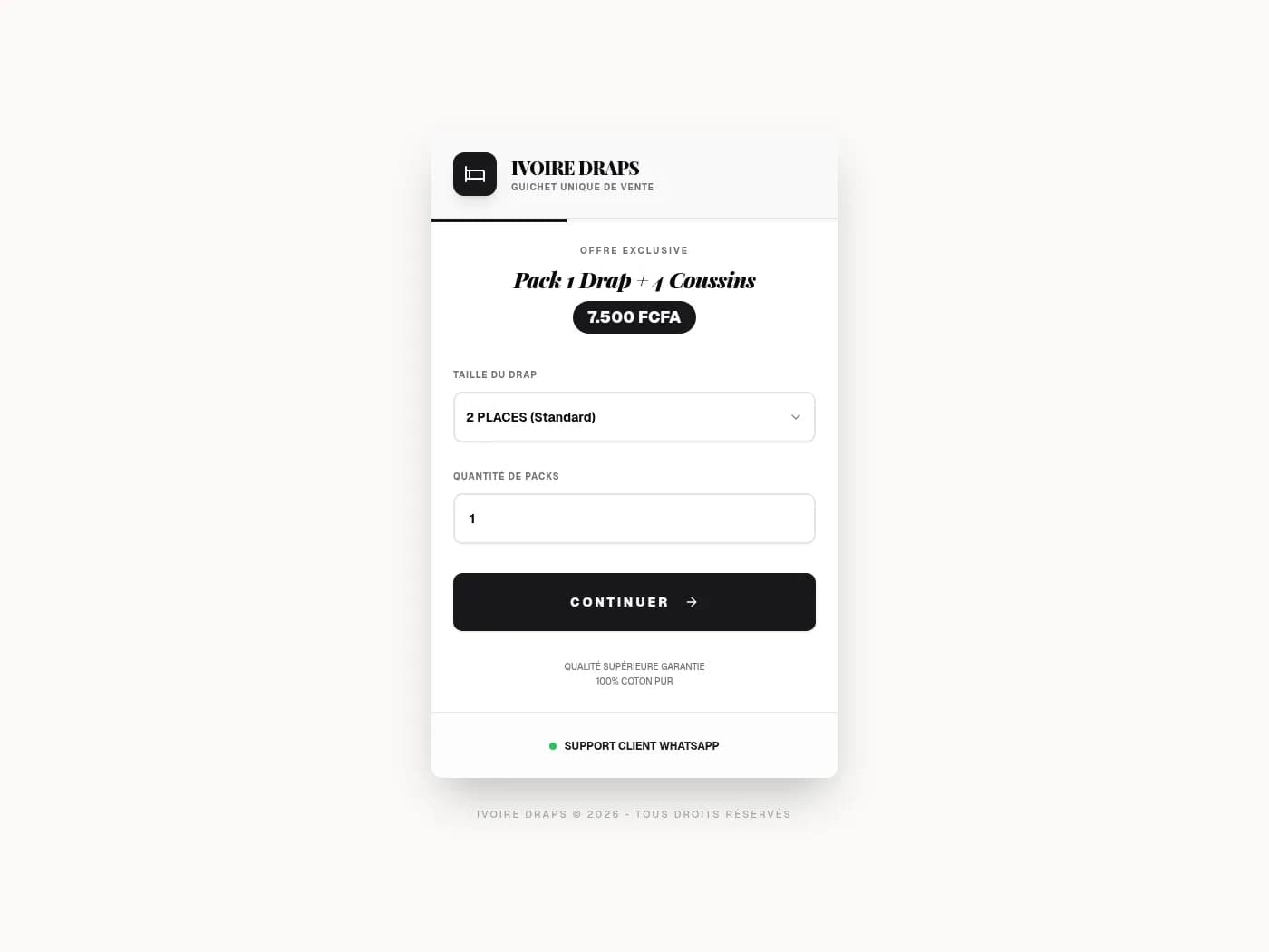 Ivoire Draps Checkout