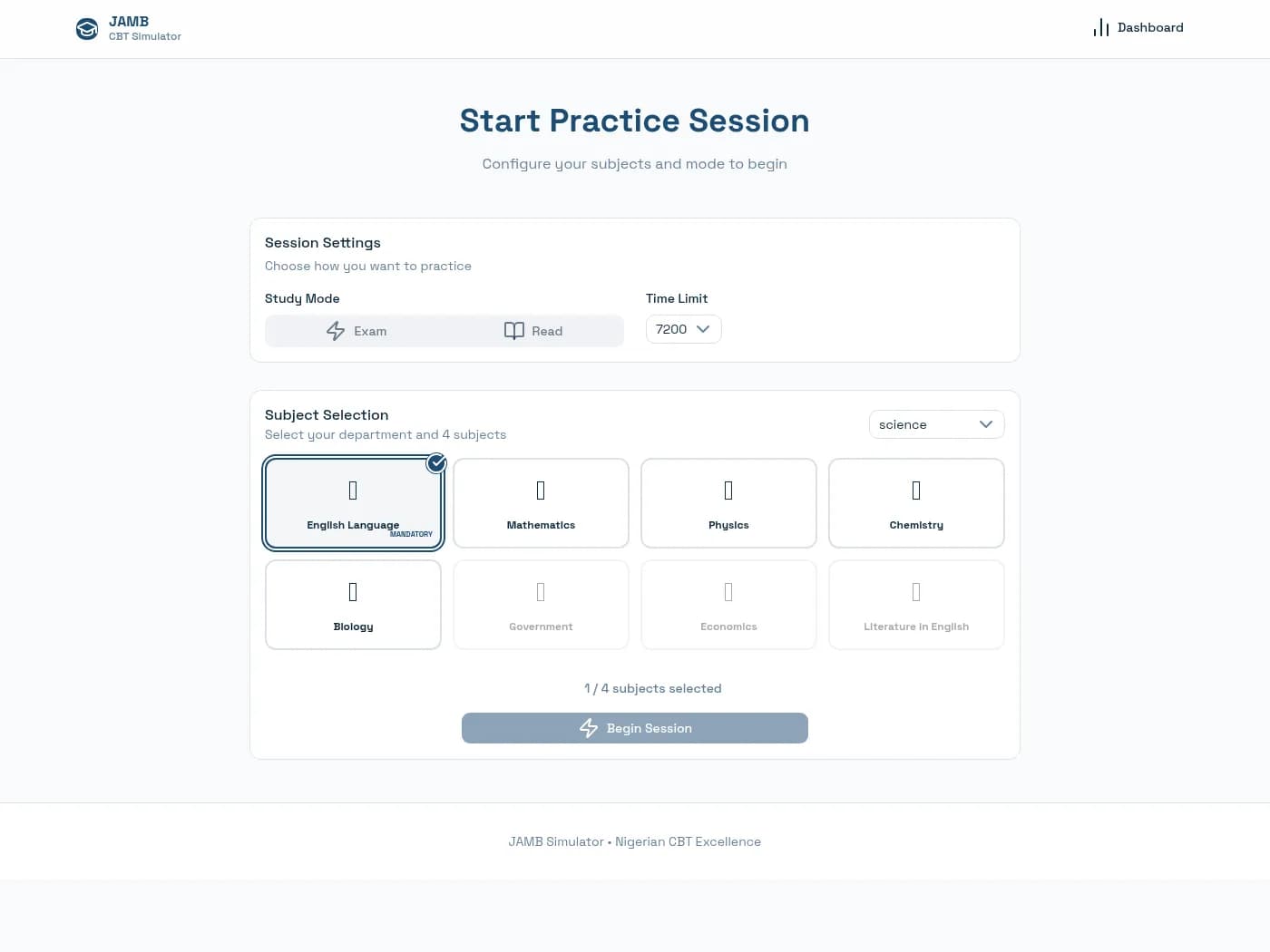JAMB Simulator