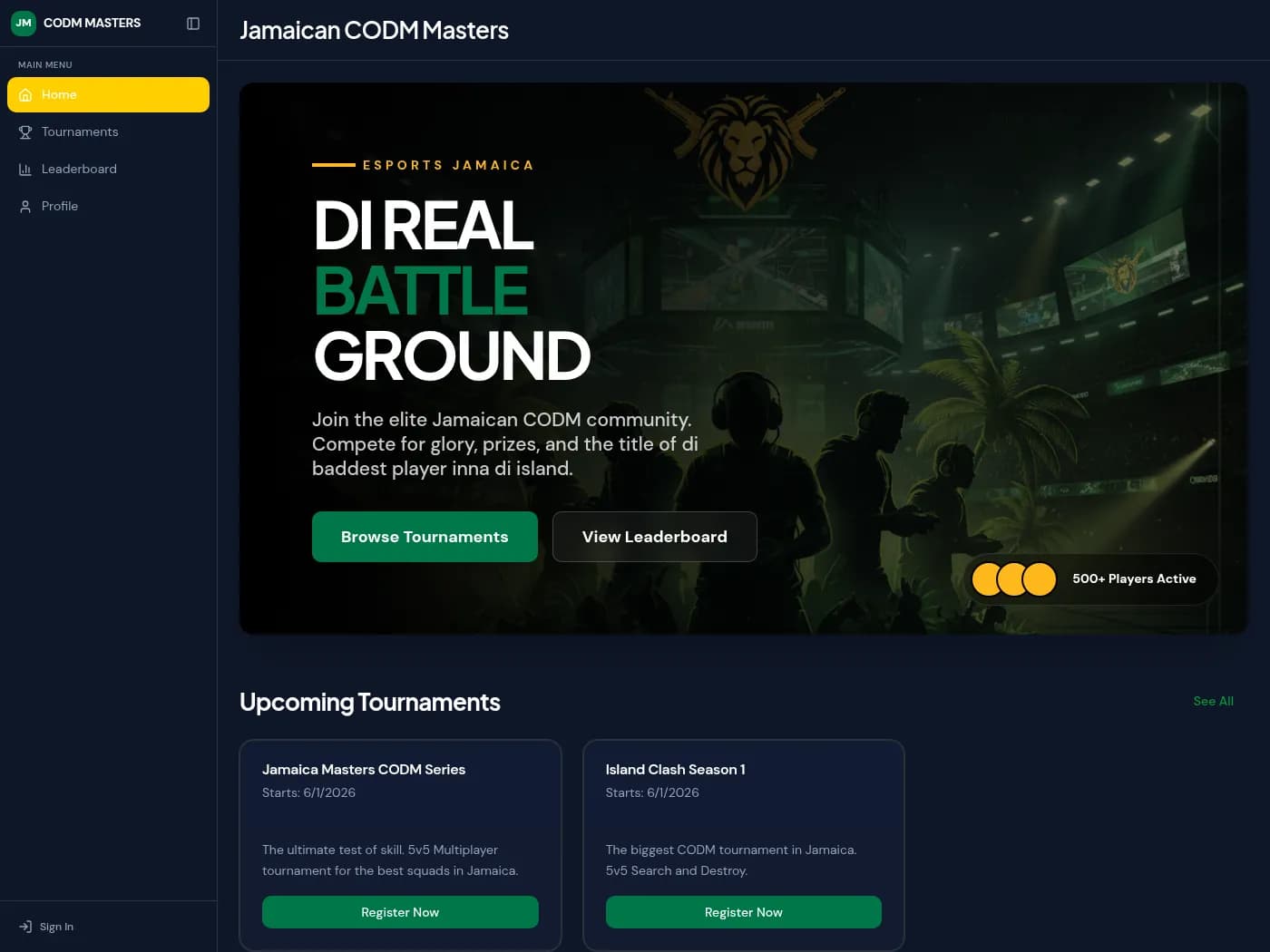 JamCOD Tournament Hub