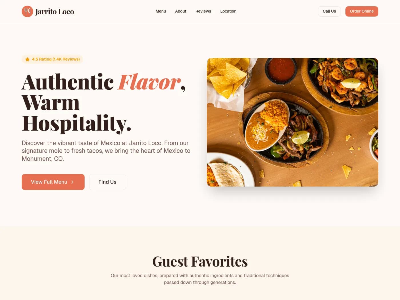 Jarrito Loco Restaurant Site