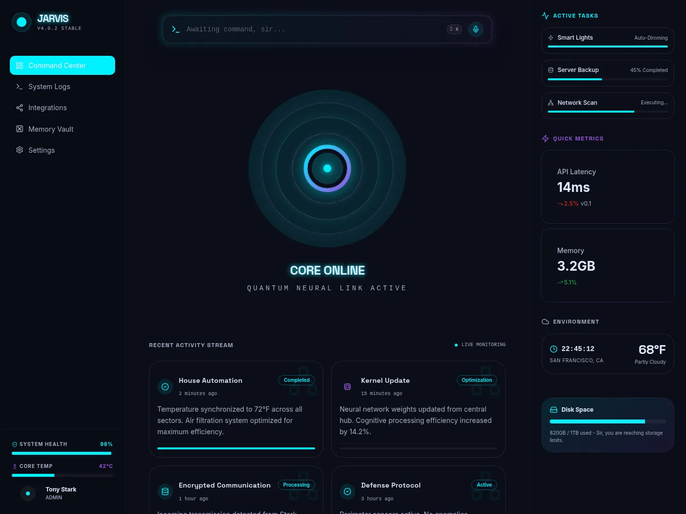 JARVIS AI Dashboard