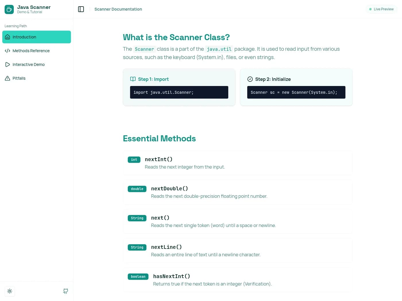 Java Scanner Class Demo