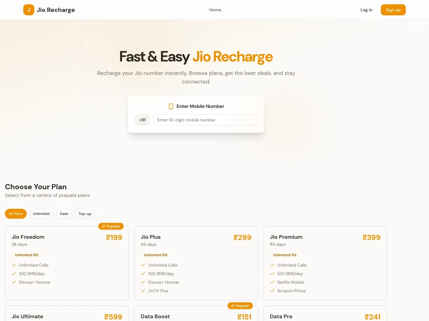 Jio Recharge Portal