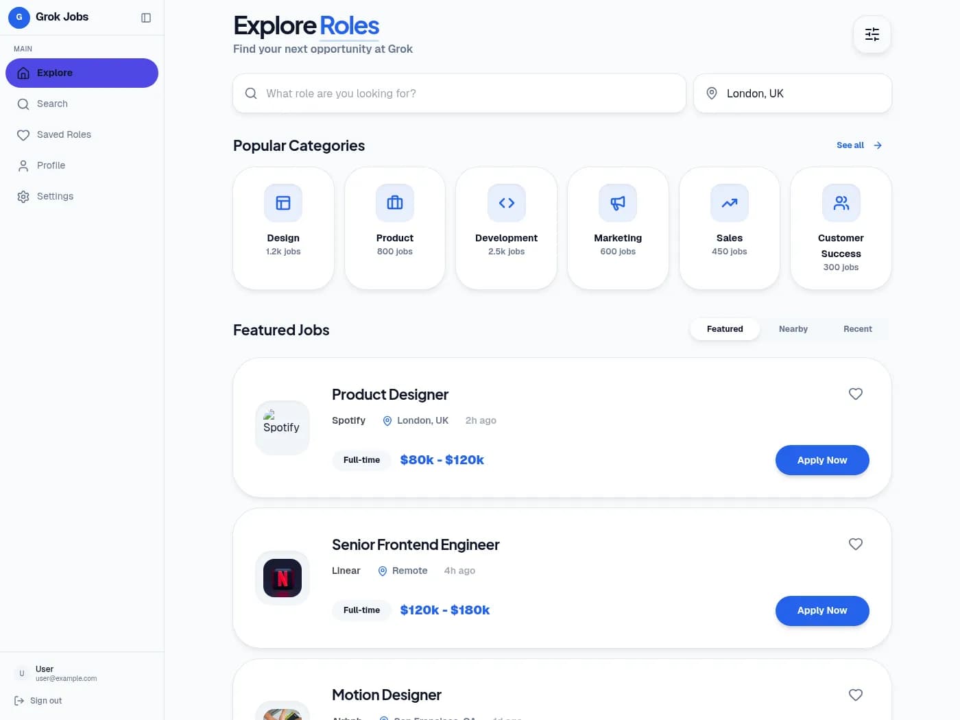 Job Search UI Flow